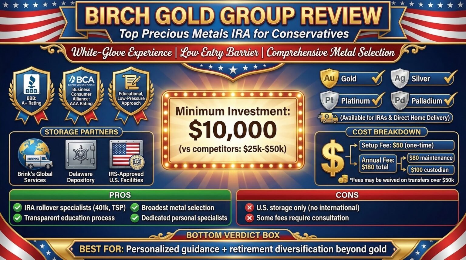 Birch Gold Group Review 2026 - Fees, Pros, Cons & Is It Legit?